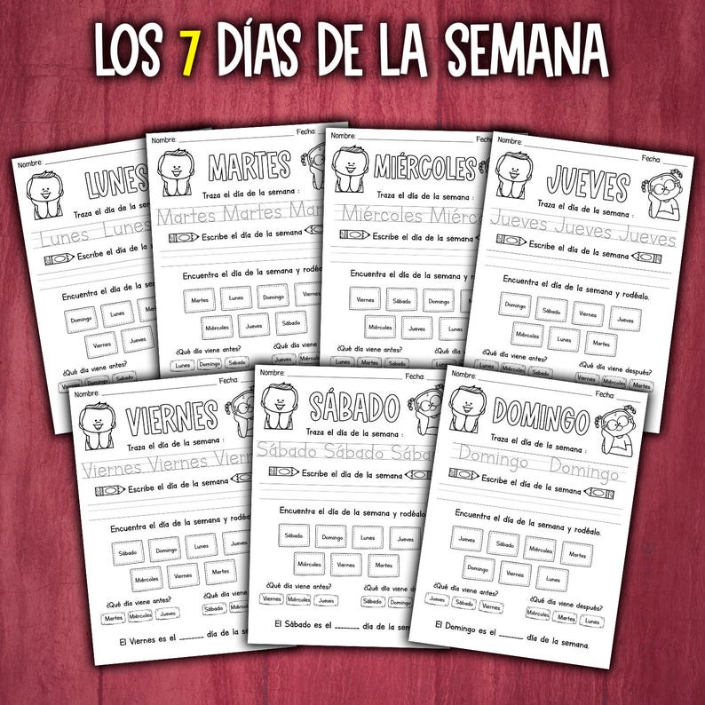 Spanish Days of the Week Worksheets | the Days of the Week Worksheet ...