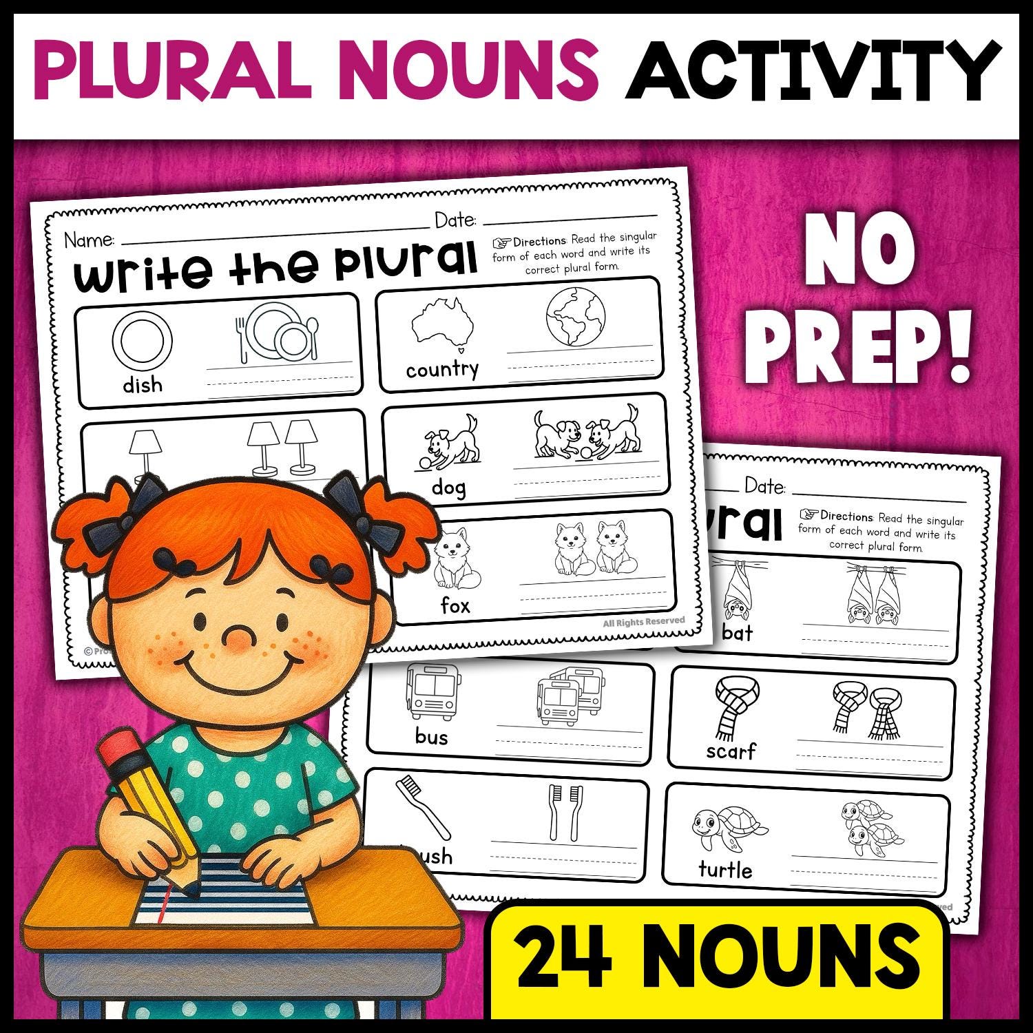 Singular and Plural Nouns Activity Bundle | Regular Plural Nouns ...