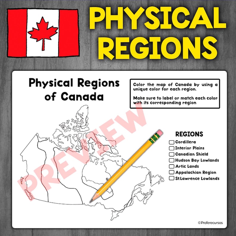 Physical Regions of Canada Map Activity Worksheet | Canadian Geography ...