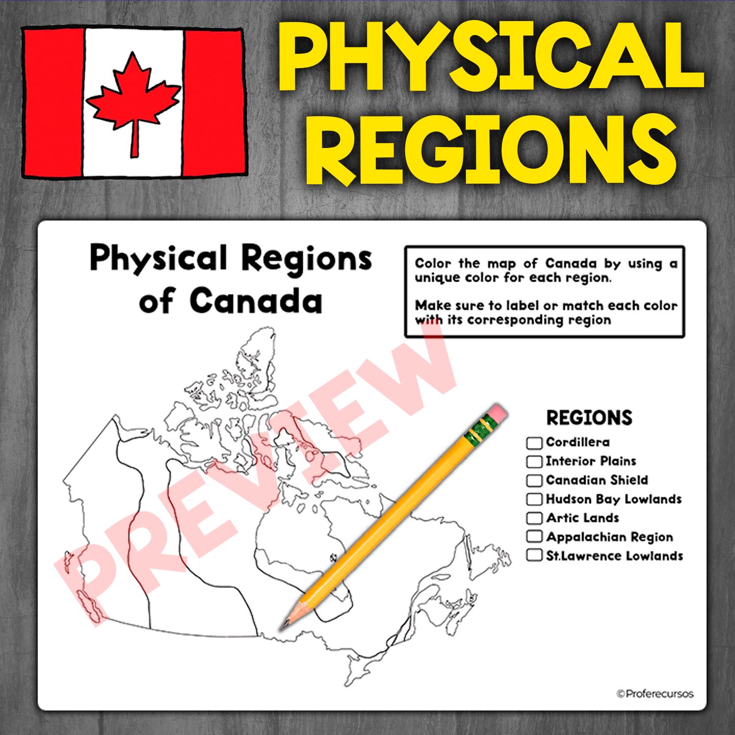Physical Regions of Canada Map Activity Worksheet | Canadian Geography ...
