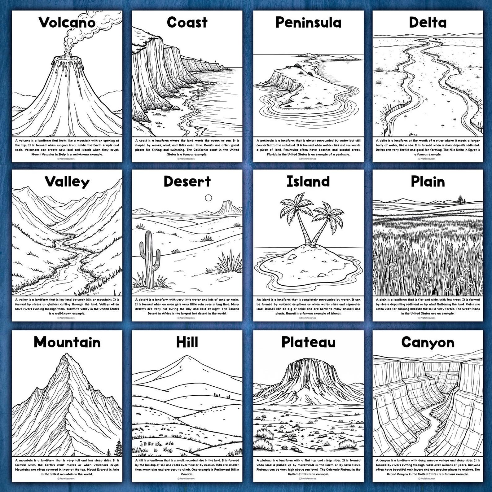 Landforms and Bodies of Water Geography Activity for Kids Landforms ...