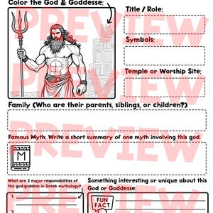 Greek Gods & Goddesses Activity Worksheets | Greek Mythology Project ...
