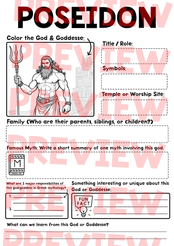 Greek Gods And Goddesses Worksheet Greek Mythology God & Goddesses