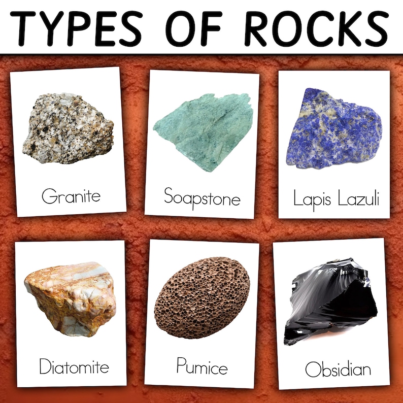 Types of Rocks Montessori 3-PART Cards | Types of Rocks Flashcards ...
