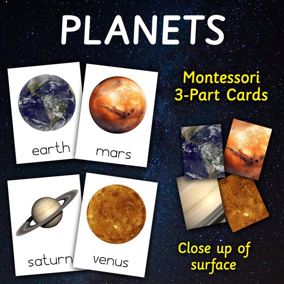 Planets 3part Cards With Definitions And Objects Classified Cards,