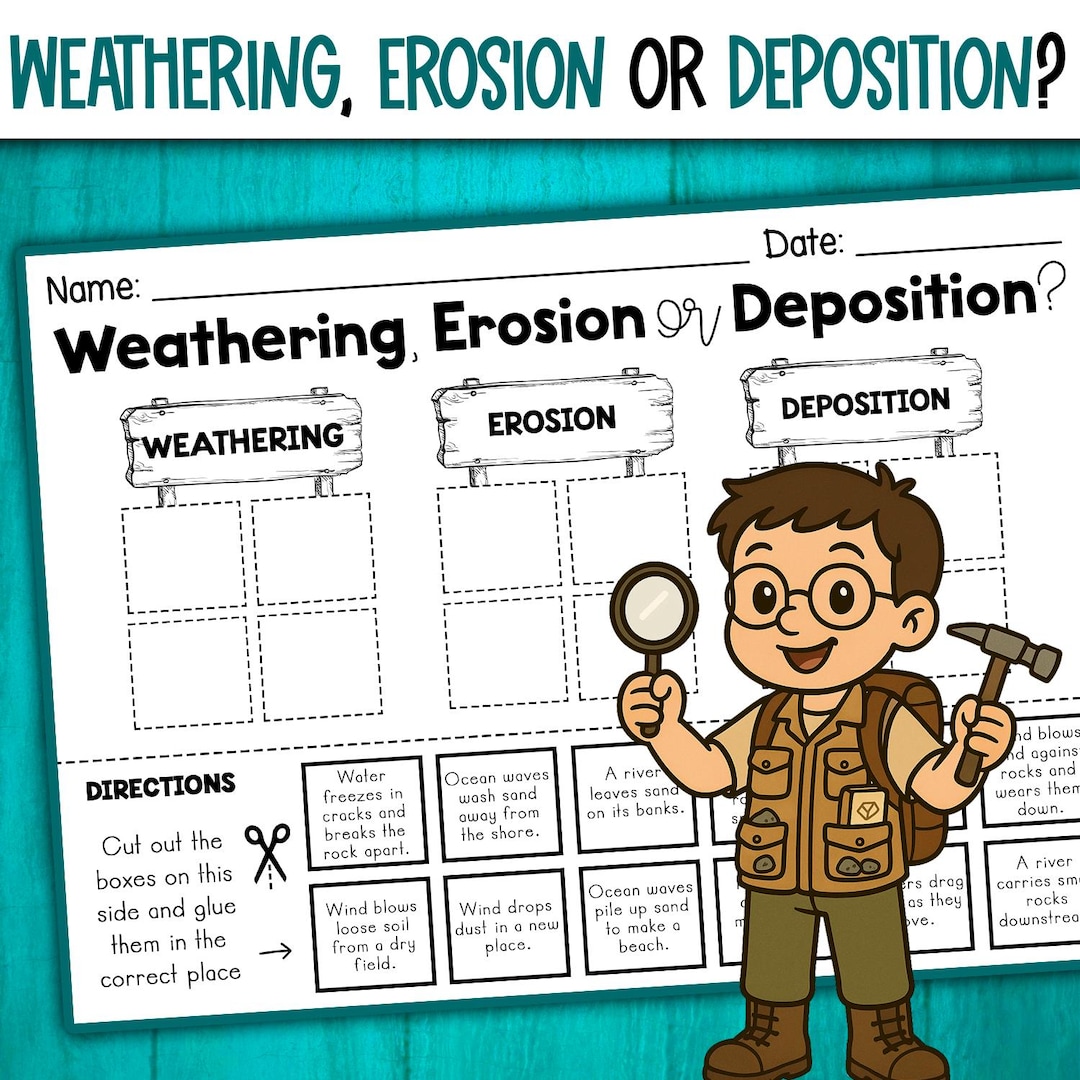 Weathering, Erosion, and Deposition Sort Worksheet Activity | Cut and ...