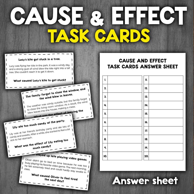Cause and Effect Task Cards | Cause and Effect Reading Passages ...