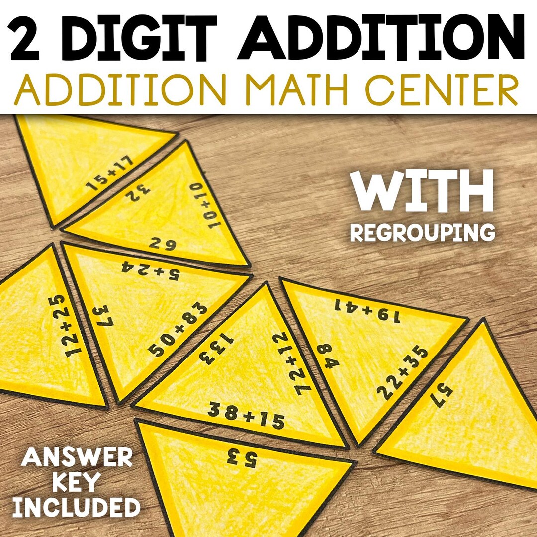2 Digit Addition With Regrouping Puzzle Game | Double Digit Addition ...