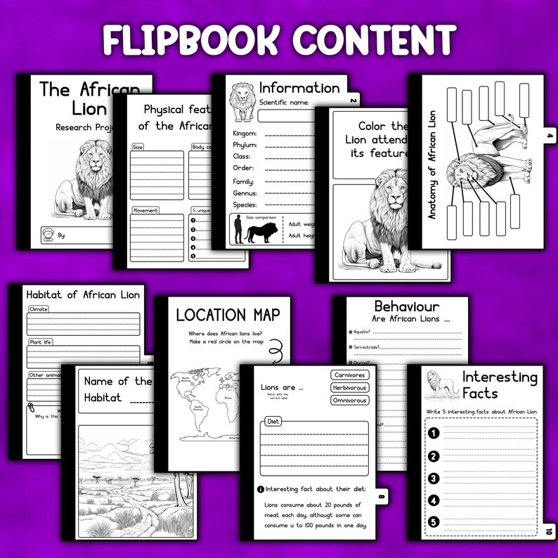 Lion Research Project | Science Writing Activity | Lion Research Report ...