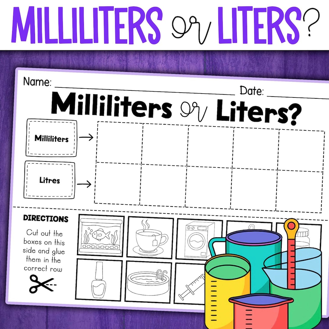 Liters and Milliliters Sorting Activity | Measurement and Capacity ...