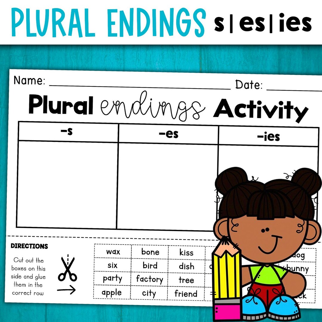 S or ES | Plural Ending Sorting Cut and Paste | Plural Endings Activity ...