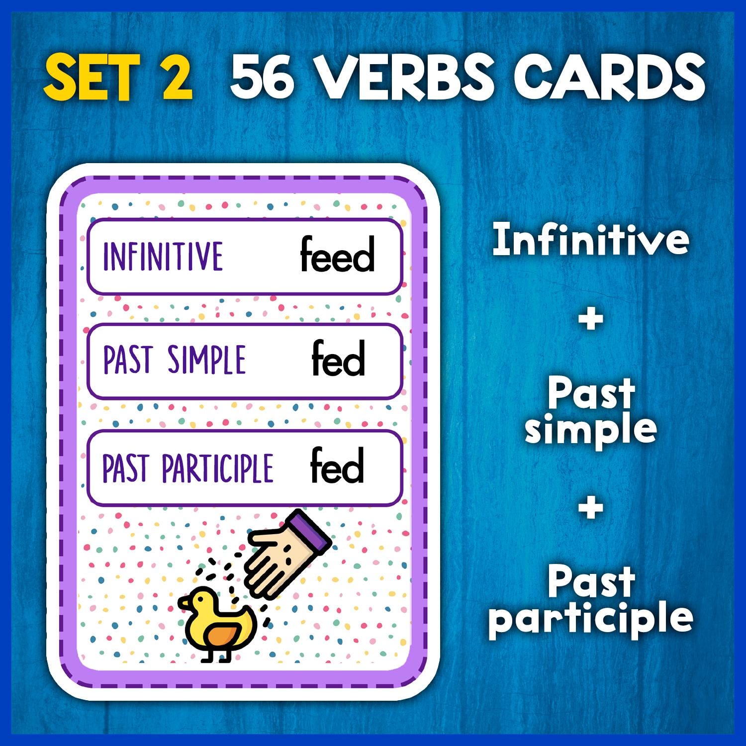 Irregular Verbs Cards SET 2 | Infinitive + Past Simple + Past ...
