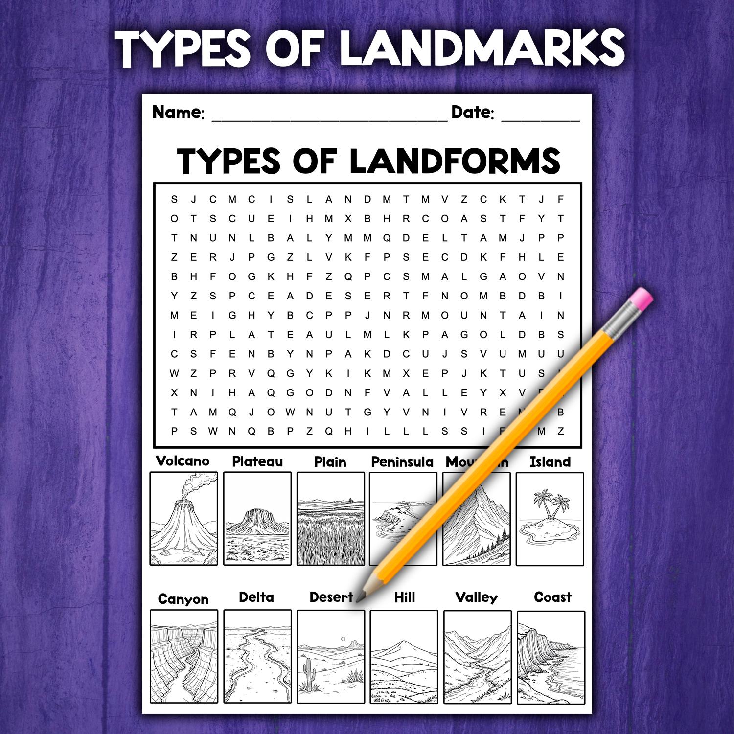 Landforms and Bodies of Water Activity Word Search | Coloring Pages ...