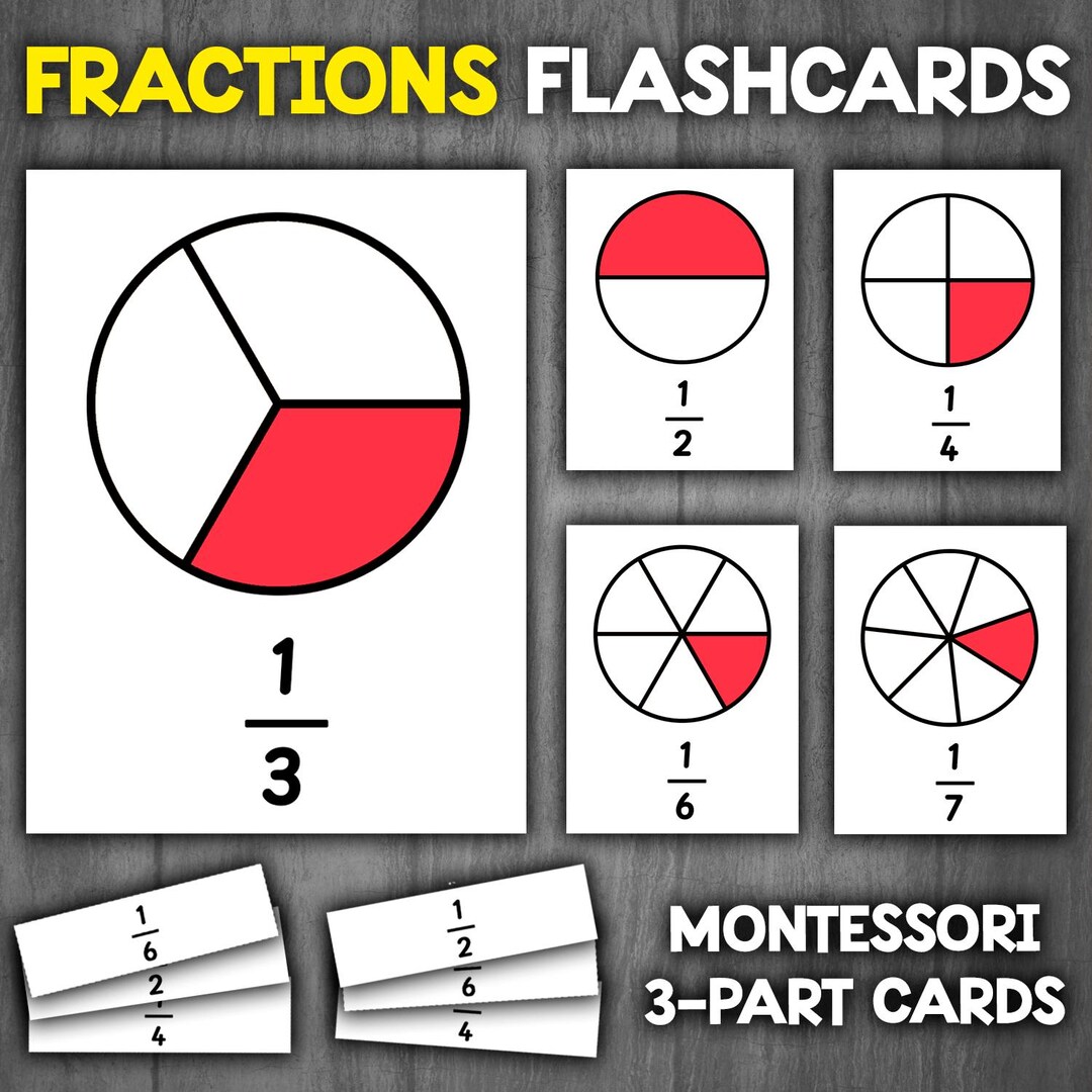 Fractions Circles 3-part Cards | Fraction Circle Flashcards ...