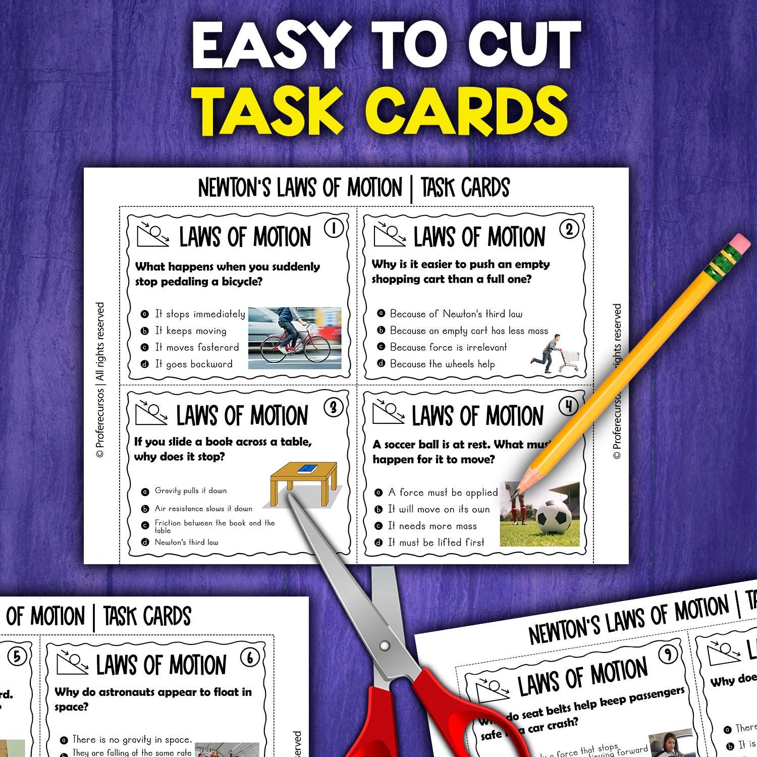 Newton's Laws of Motion Task Cards Activity | Force and Motion ...