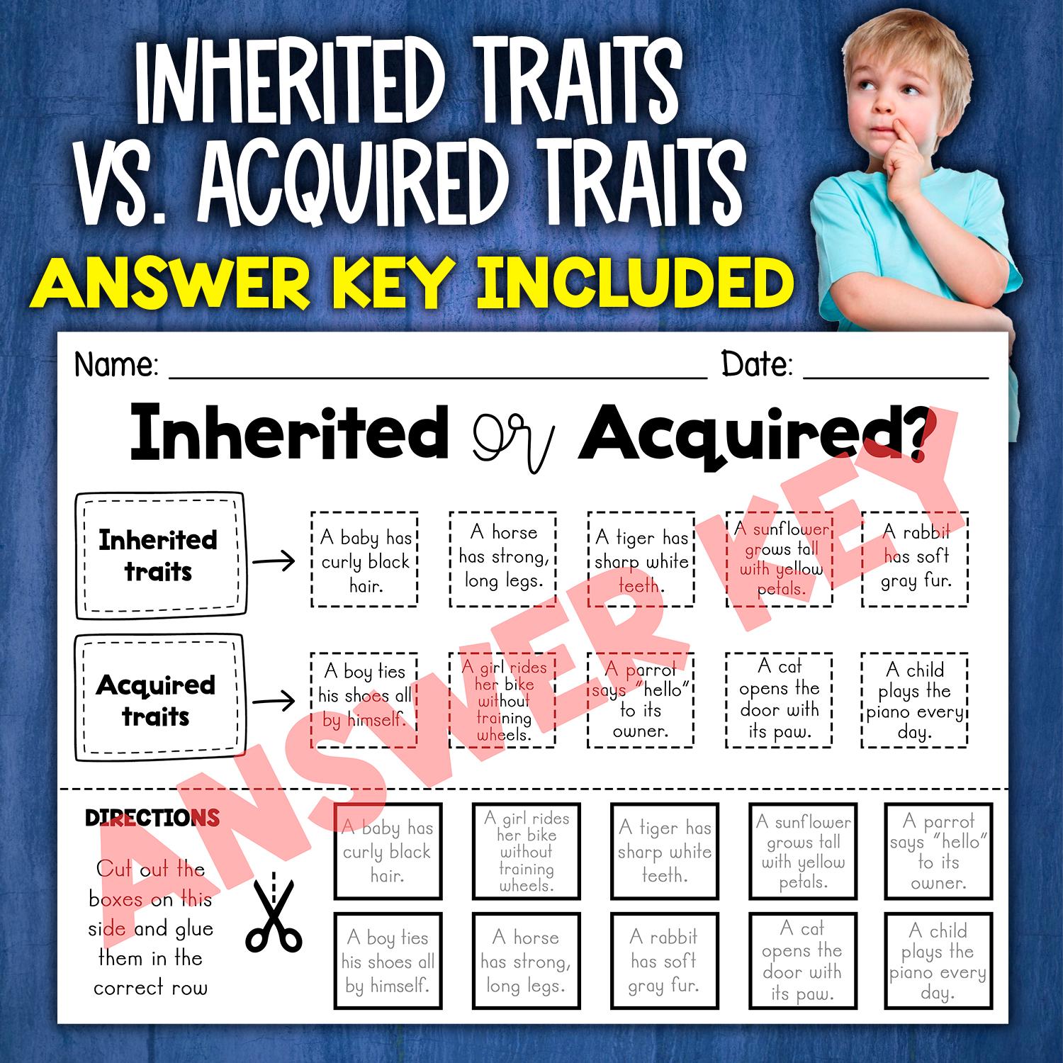 Inherited & Acquired Traits Card Sort Activity | Cut and Paste Activity ...