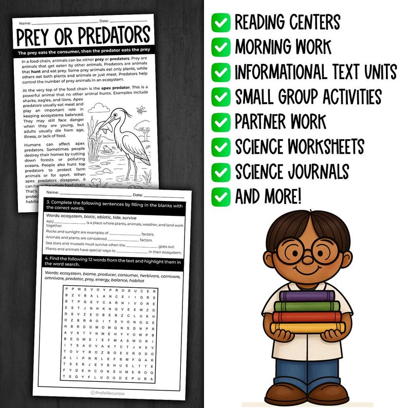 Food Chains and Food Webs Reading Passages | Comprehension Activities ...