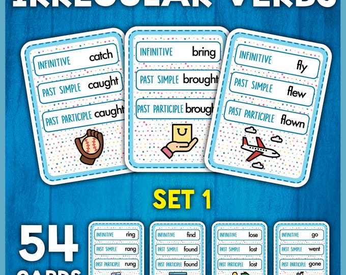 Irregular Verbs Cards SET 1 | Infinitive + Past Simple + Past ...