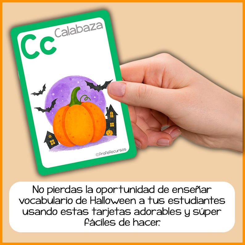 Spanish Halloween Alphabet Flashcards | Halloween Vocabulary Cards ...