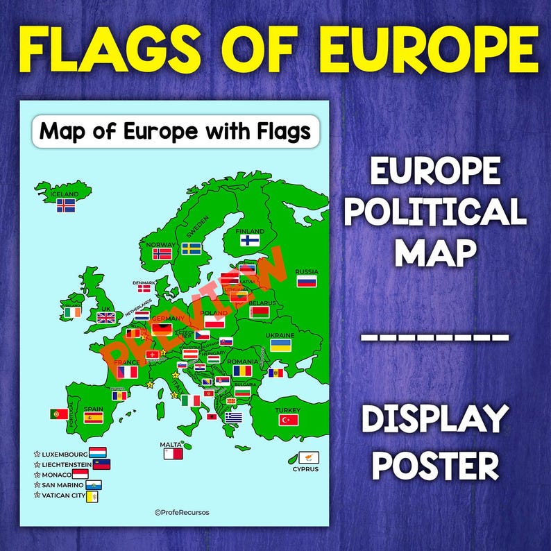 Map of Europe Political Map of Europe Flags of the Countries of Europe ...