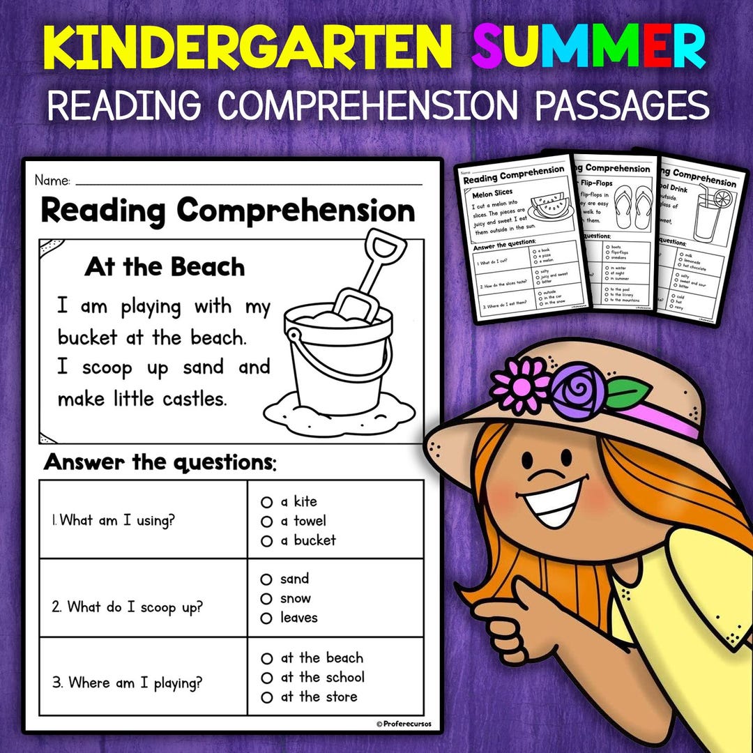 Kindergarten SUMMER Reading Comprehension Passages | SUMMER Reading ...