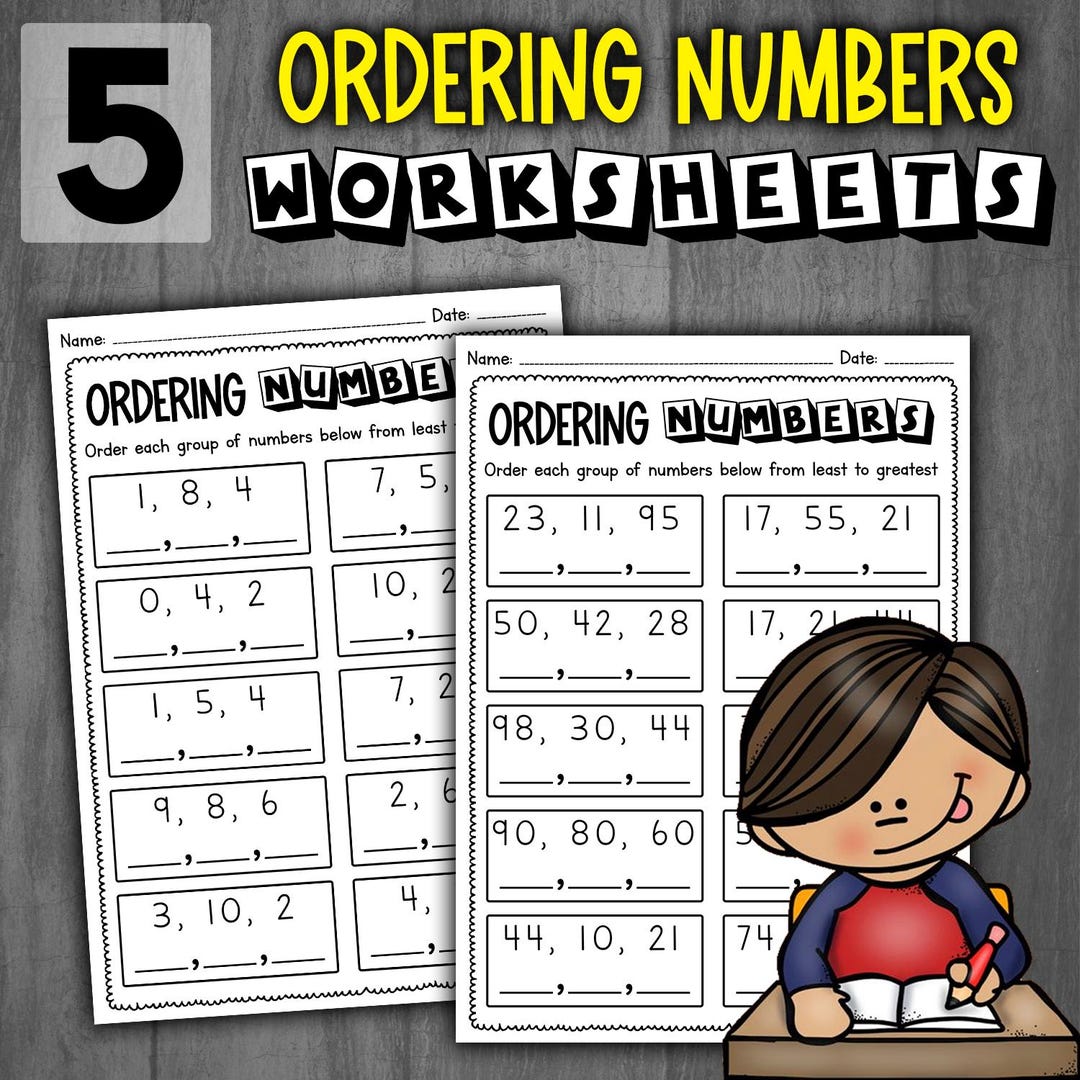 Ordering Numbers Worksheets | 1, 2, 3, 4, and 5 DIGITS | Greatest to ...