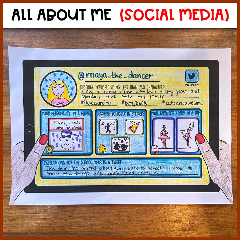 All About Me SOCIAL MEDIA Activity | Back to School Activity Worksheet ...