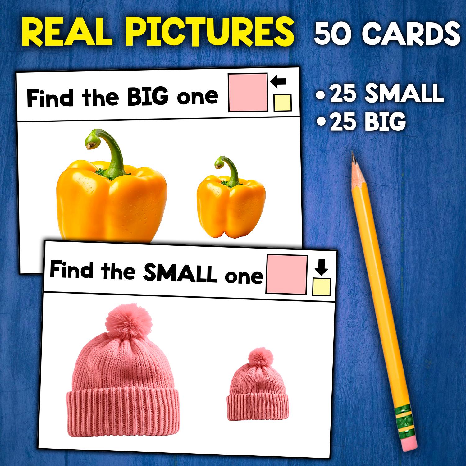 Comparing Sizes Task Cards | Big and Small Sorting Activity | Sort by ...