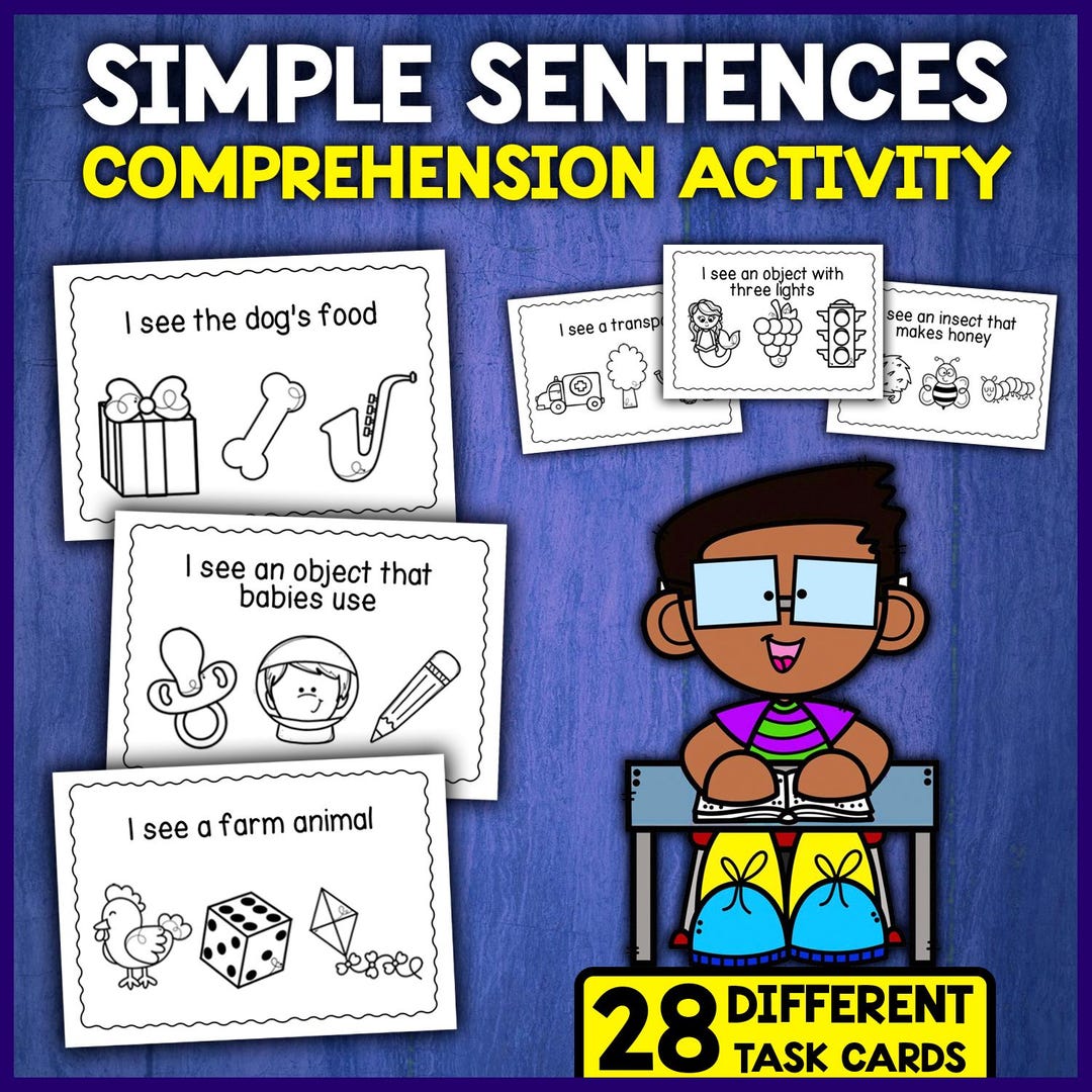 Sentence Comprehension Task Card for Kindergarten | Read and Find ...