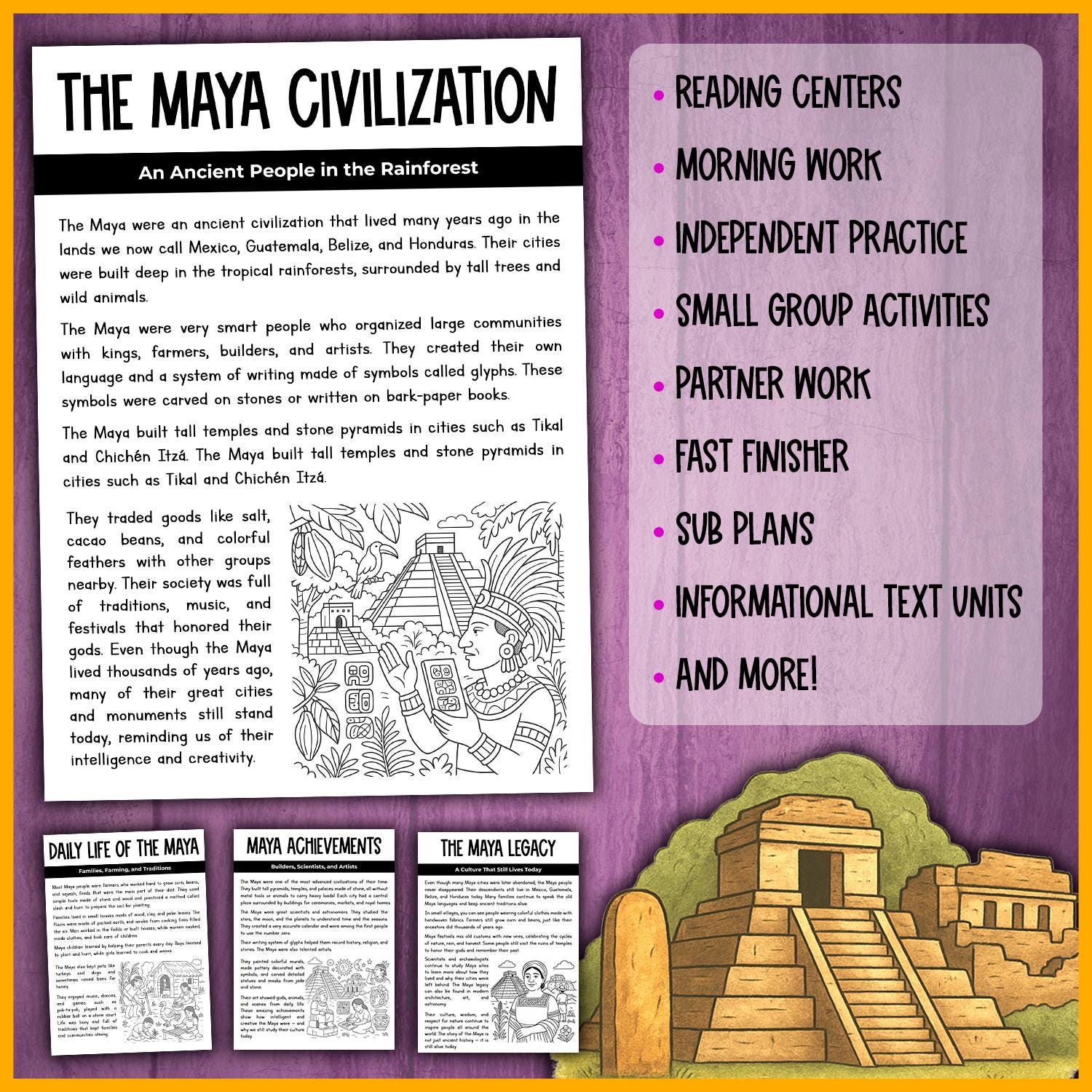 The Mayan Civilization Reading Passages and Questions | Ancient ...