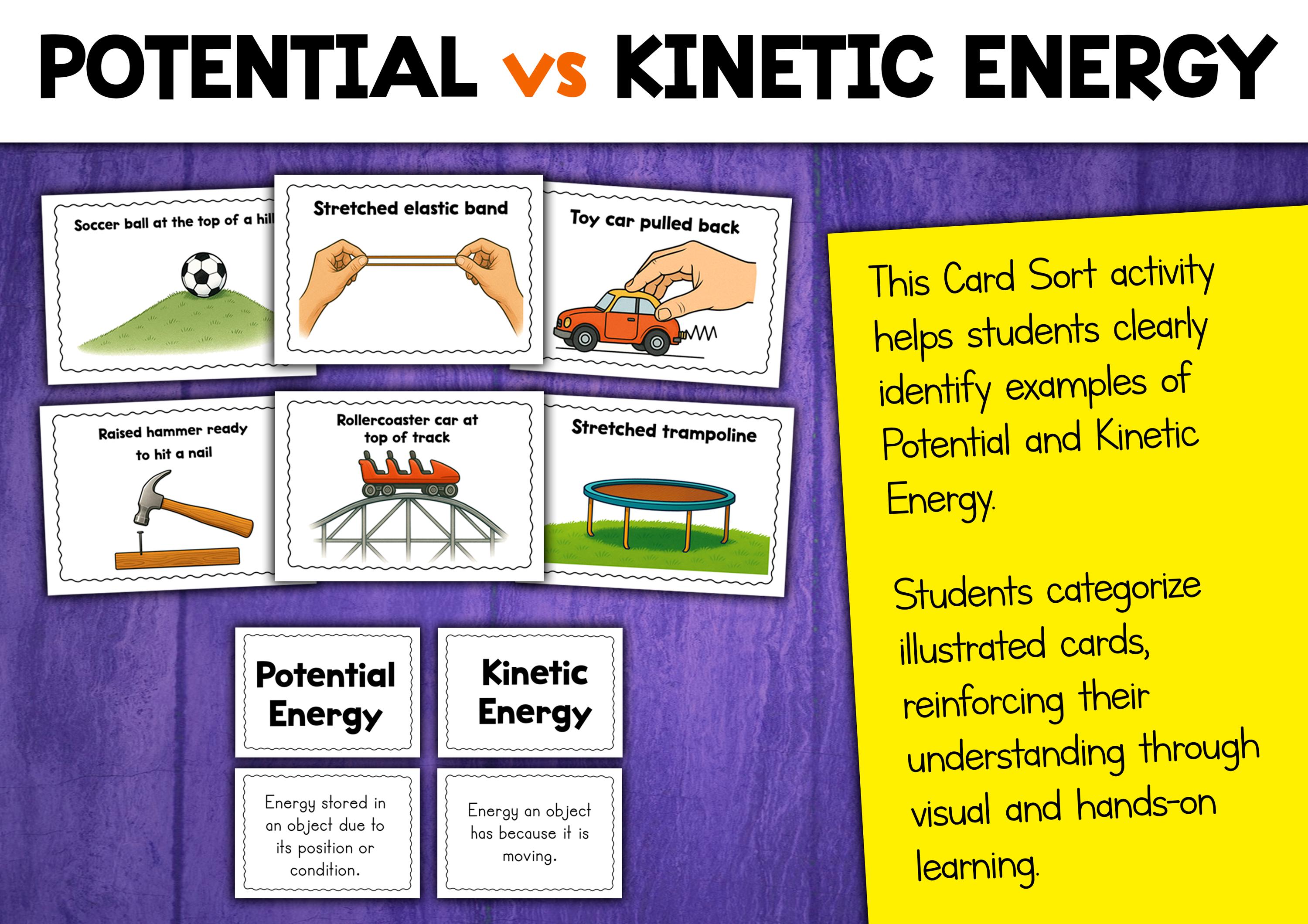 Potential and Kinetic Energy Card Sort Activity | Types of Energy ...