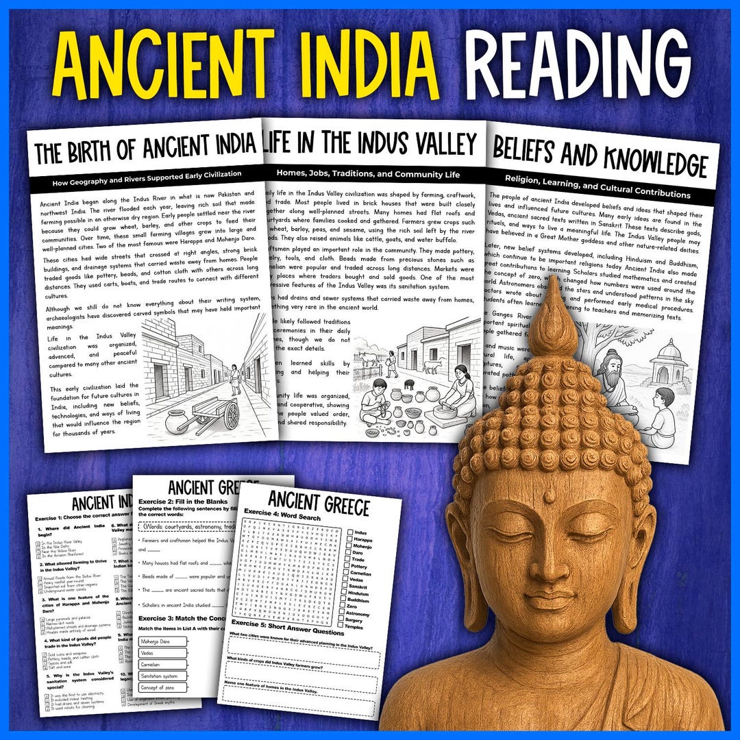 Ancient India Reading Passages and Comprehension Activities | Indus ...