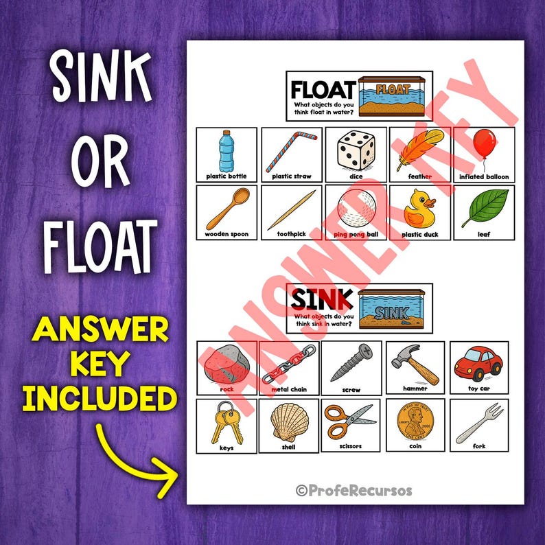 Sink or Float Sorting Activity | 20 Cards SORT | Sink and Float ...