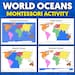 Oceans of the World Oceans Montessori 3-part Cards 5 Oceans Flashcards ...