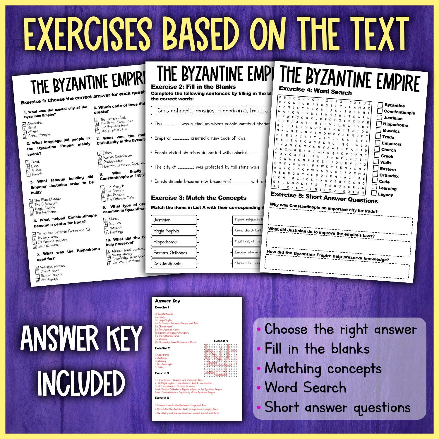 Byzantine Empire Reading Comprehension Passages + Questions ...