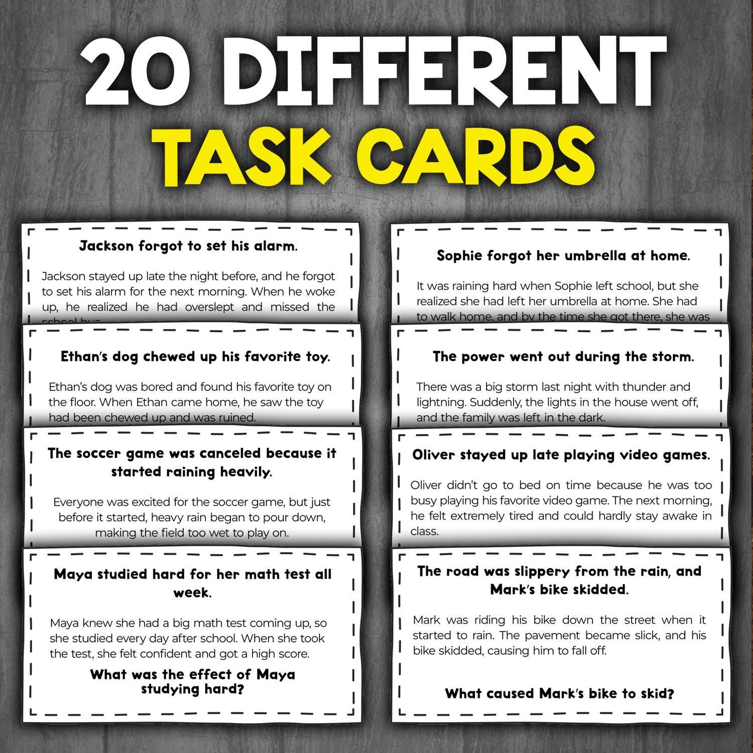 Cause and Effect Task Cards | Cause and Effect Reading Passages ...