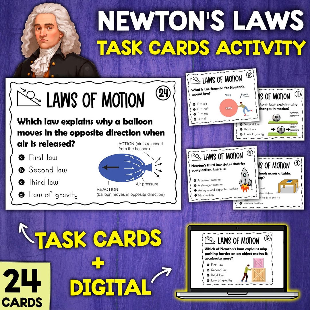 Newton's Laws of Motion Task Cards Activity | Force and Motion ...