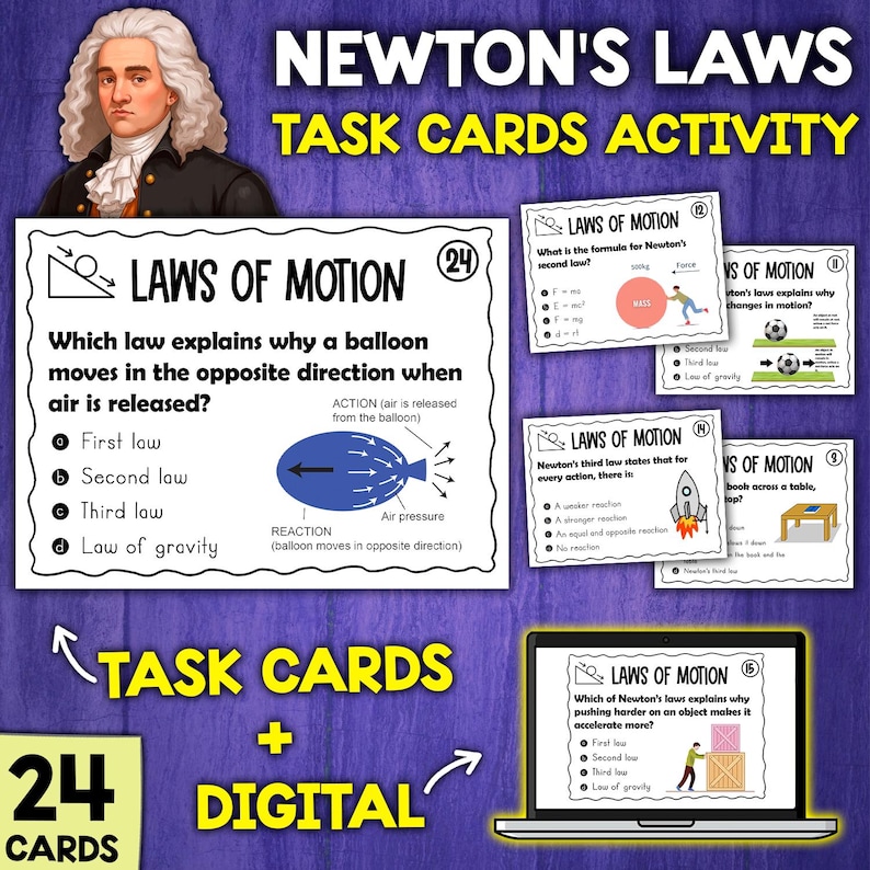 Newton's Laws of Motion Task Cards Activity | Force and Motion ...