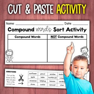 Compound Words Sorting Activity | Cut and Paste Worksheet for 2nd 3rd ...