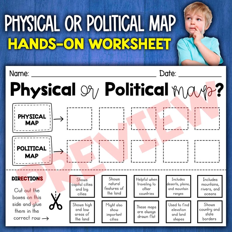 Types of Maps Sorting Activity | Physical Maps and Political Maps ...