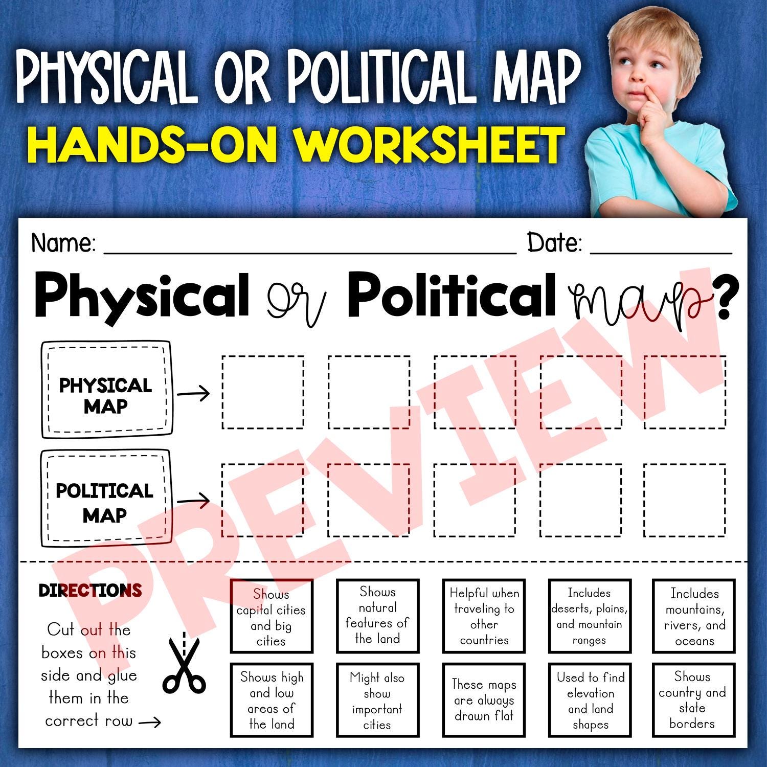 Types of Maps Sorting Activity | Physical Maps and Political Maps ...