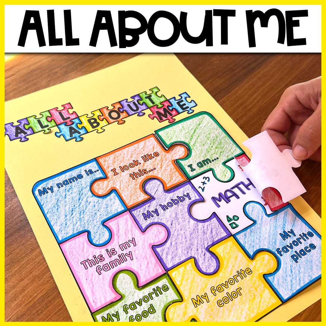 All About Me | Printable Puzzle Craft Activity | First Day of School ...
