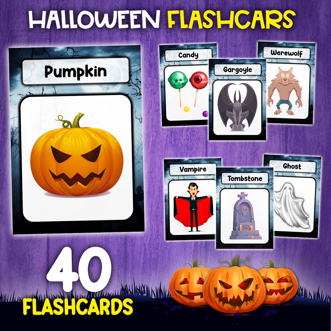 Halloween Flashcards | 40 Halloween Vocabulary Cards - Etsy