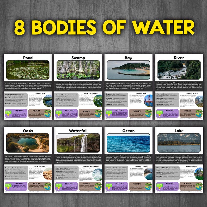 Bodies of Water and Landforms Body of Water Activity Geography ...