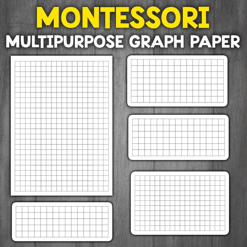 Montessori Graph Paper | Printable Graph Paper | 5 SIZES | Montessori ...