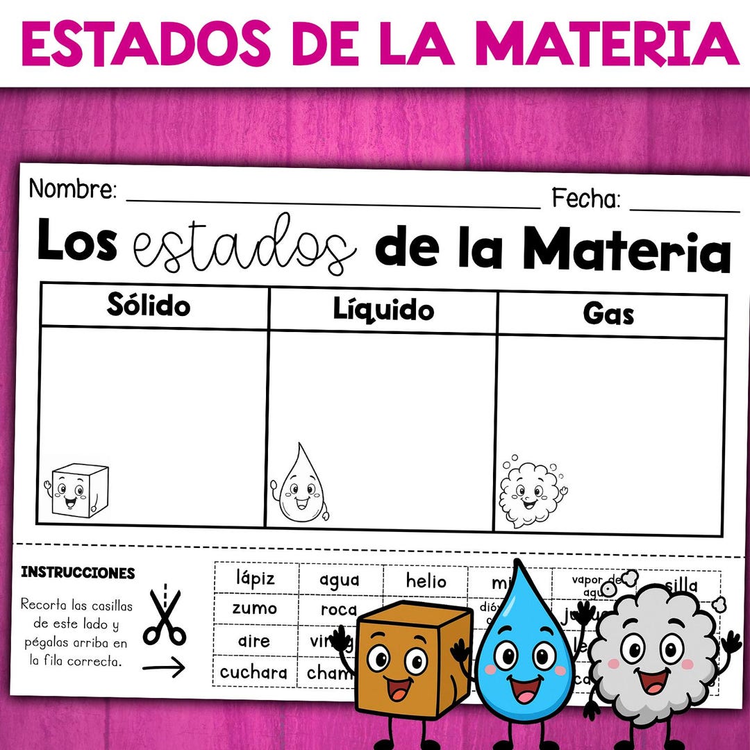 Spanish Matter Sorting Activity | States of Matter in Spanish | Sort ...