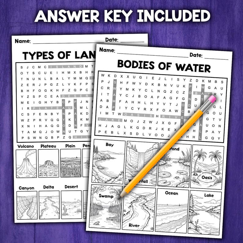 Landforms and Bodies of Water Activity Word Search | Coloring Pages ...