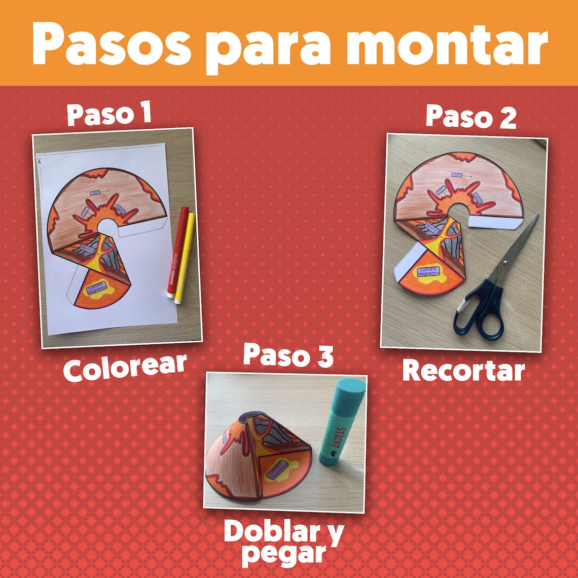 Model of a Volcano, Template of a Volcano, Assemble Your Own Volcano on ...