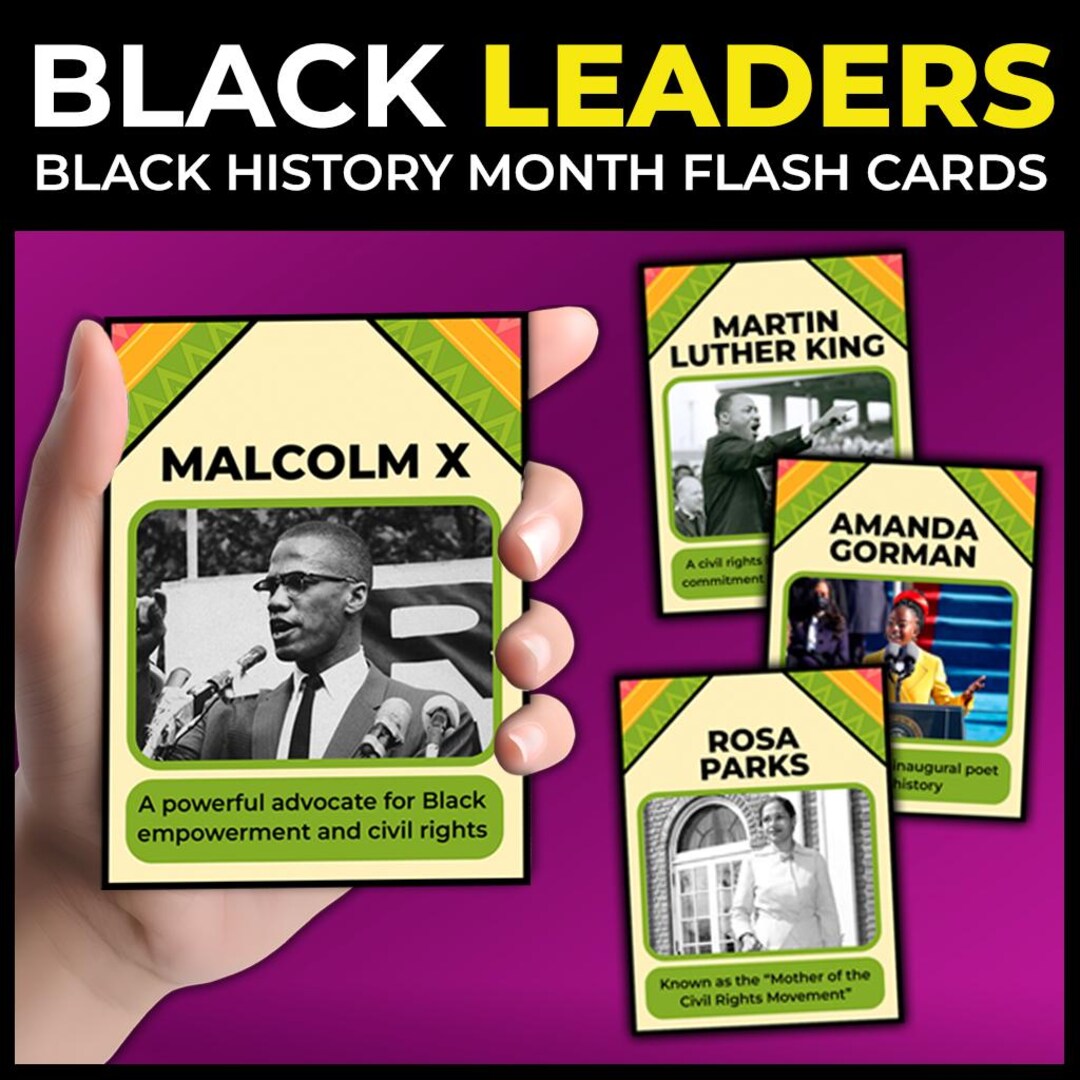 Black History Month Activity for Kids Black Leaders Flash Cards of ...
