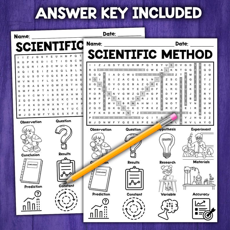 Scientific Method Worksheet Word Search Activity | Scientific Method ...